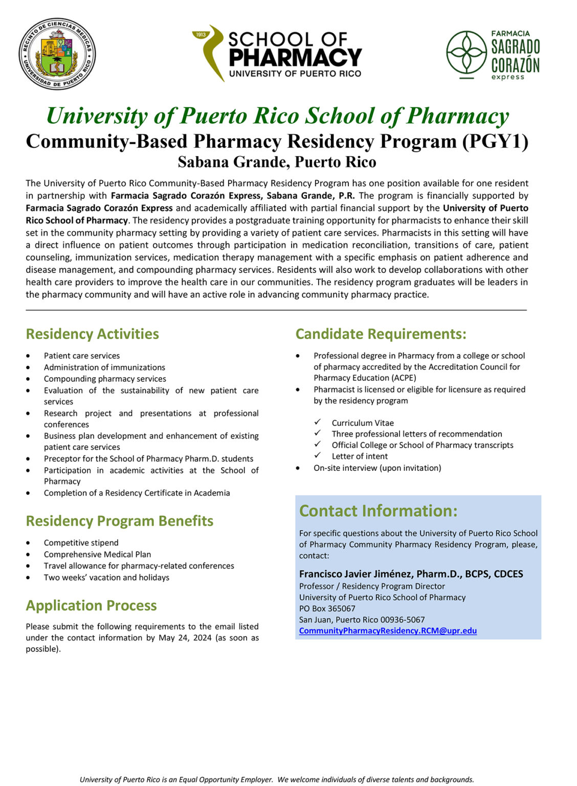 Escuela de Farmacia – RCM UPR