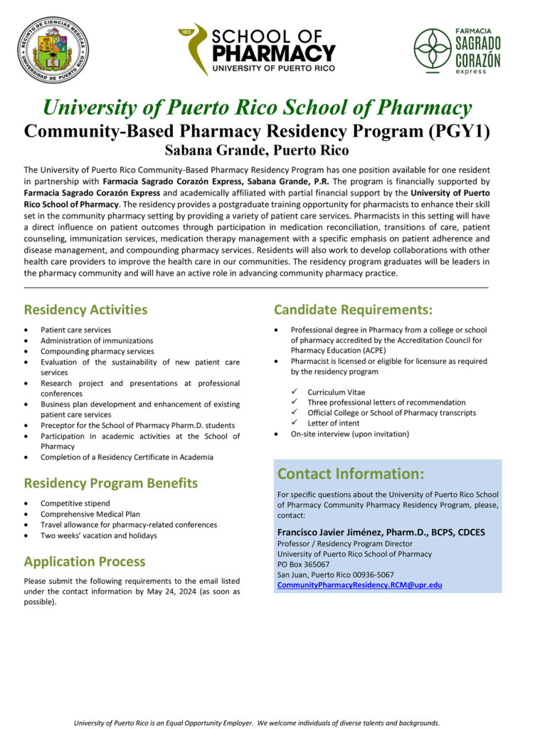 Escuela de Farmacia – RCM UPR